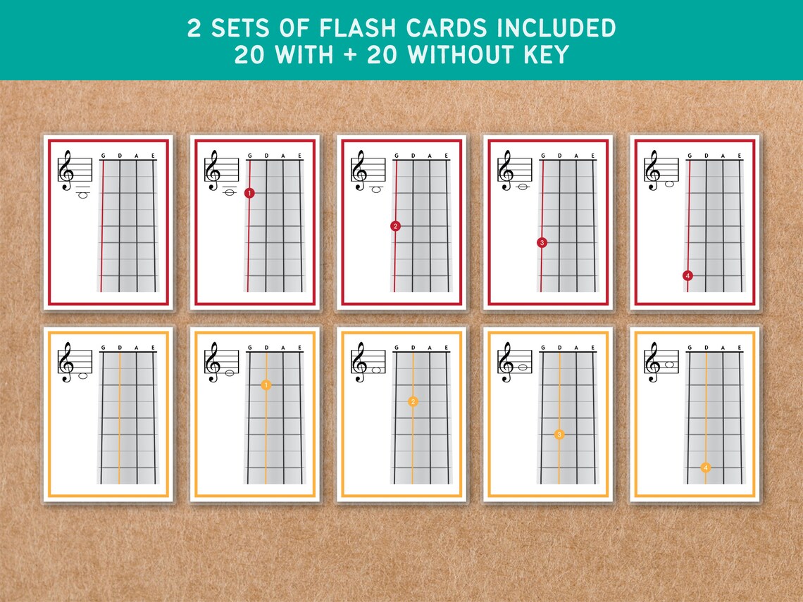 Basic Violin Flash Cards V2 - First Position - Treble G Clef - Music ...