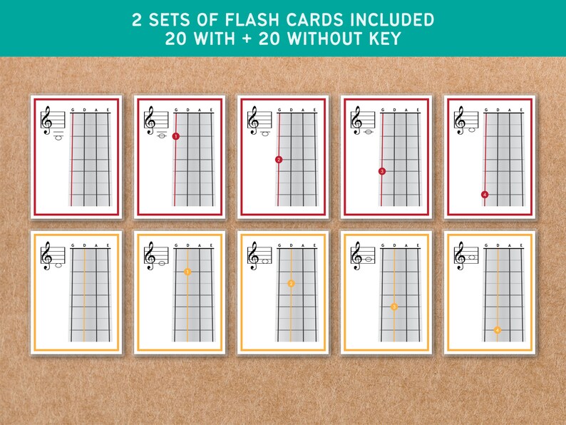 Basic Violin Flash Cards V2 - First Position - Treble G Clef - Music ...