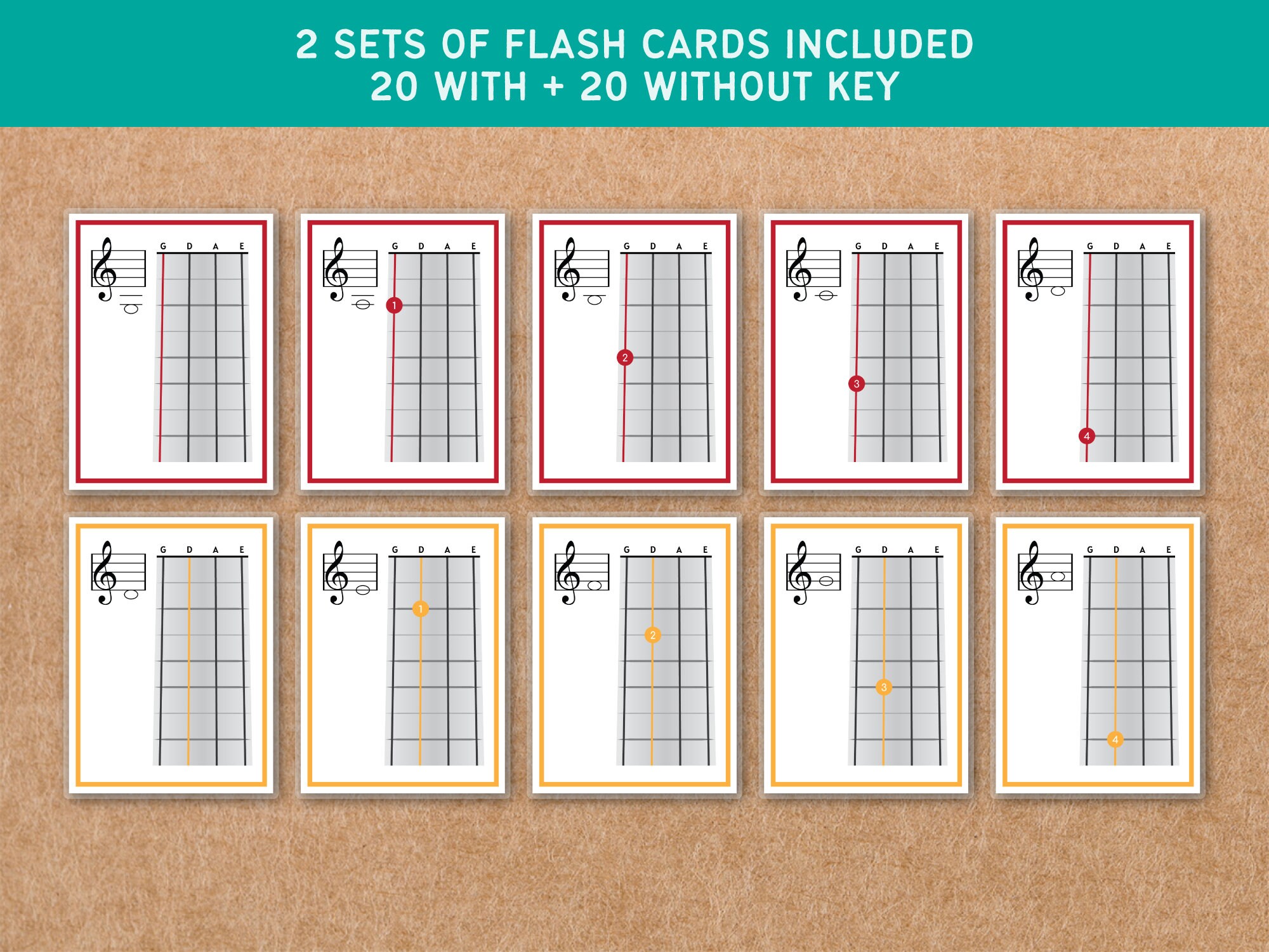 Basic Violin Flash Cards V2 - First Position - Treble G Clef - Music ...