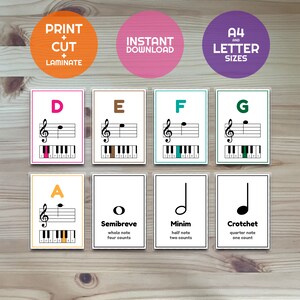 Music Notes Flashcards - Treble G and Bass F Clef - Music Theory ...