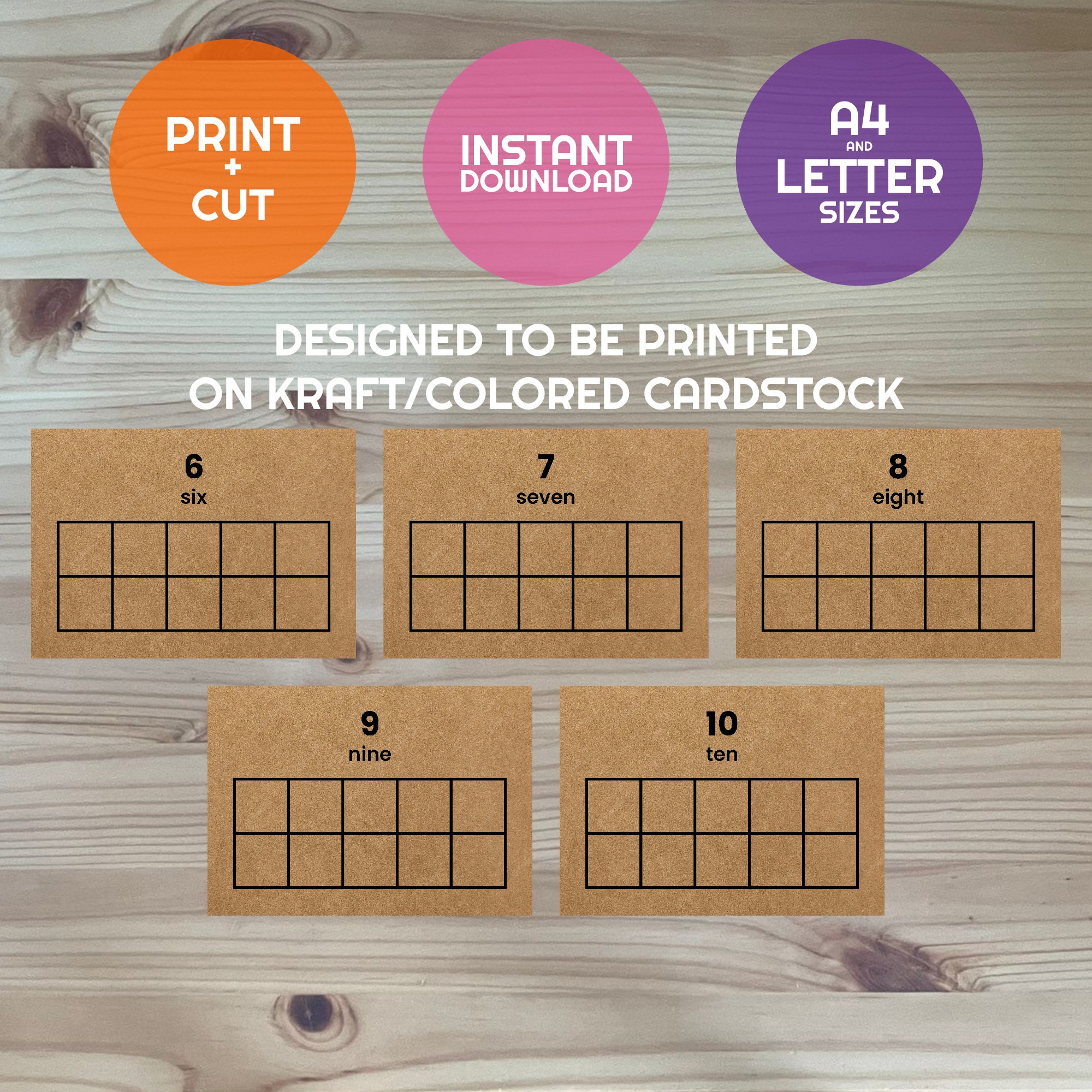 Ten Frame Cards Printable Learning Numbers 1 to 10 - Etsy UK