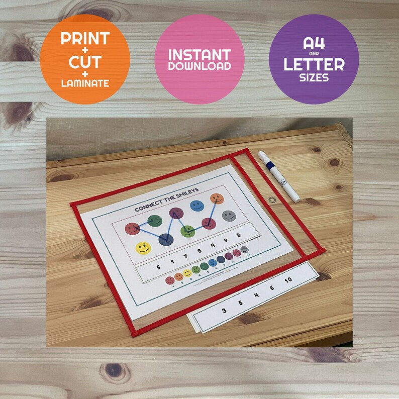 Connect the Smileys Worksheet Pattern Writing Pre-writing - Etsy