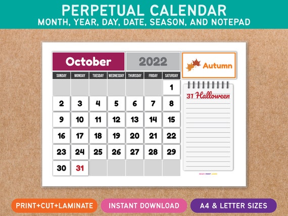 Kids Perpetual Calendar Printable Month Day Date Year - Etsy