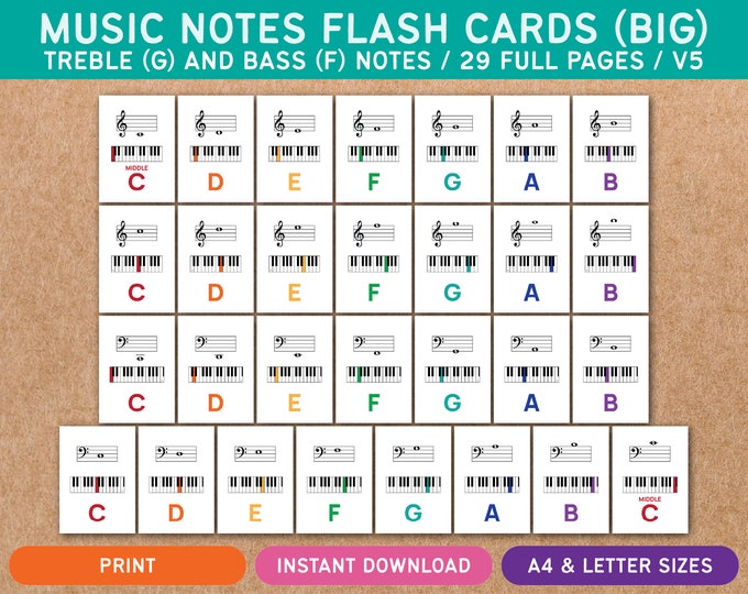 Treble & Bass Clef Note Name Flashcards Brand New Item. - Etsy