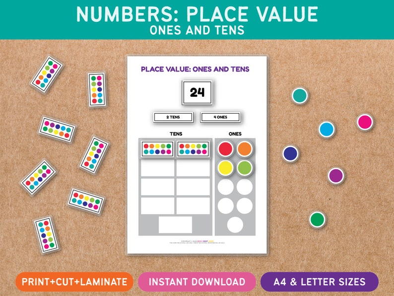 Numbers Place Value - Ones Tens - Printable - Elementary Math Worksheet ...