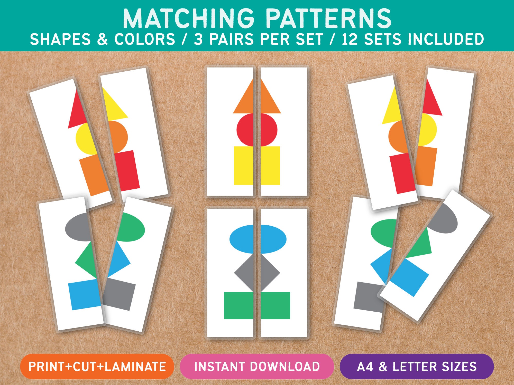 Matching Patterns Shapes & Colors Problem Solving Worksheet Preschool ...