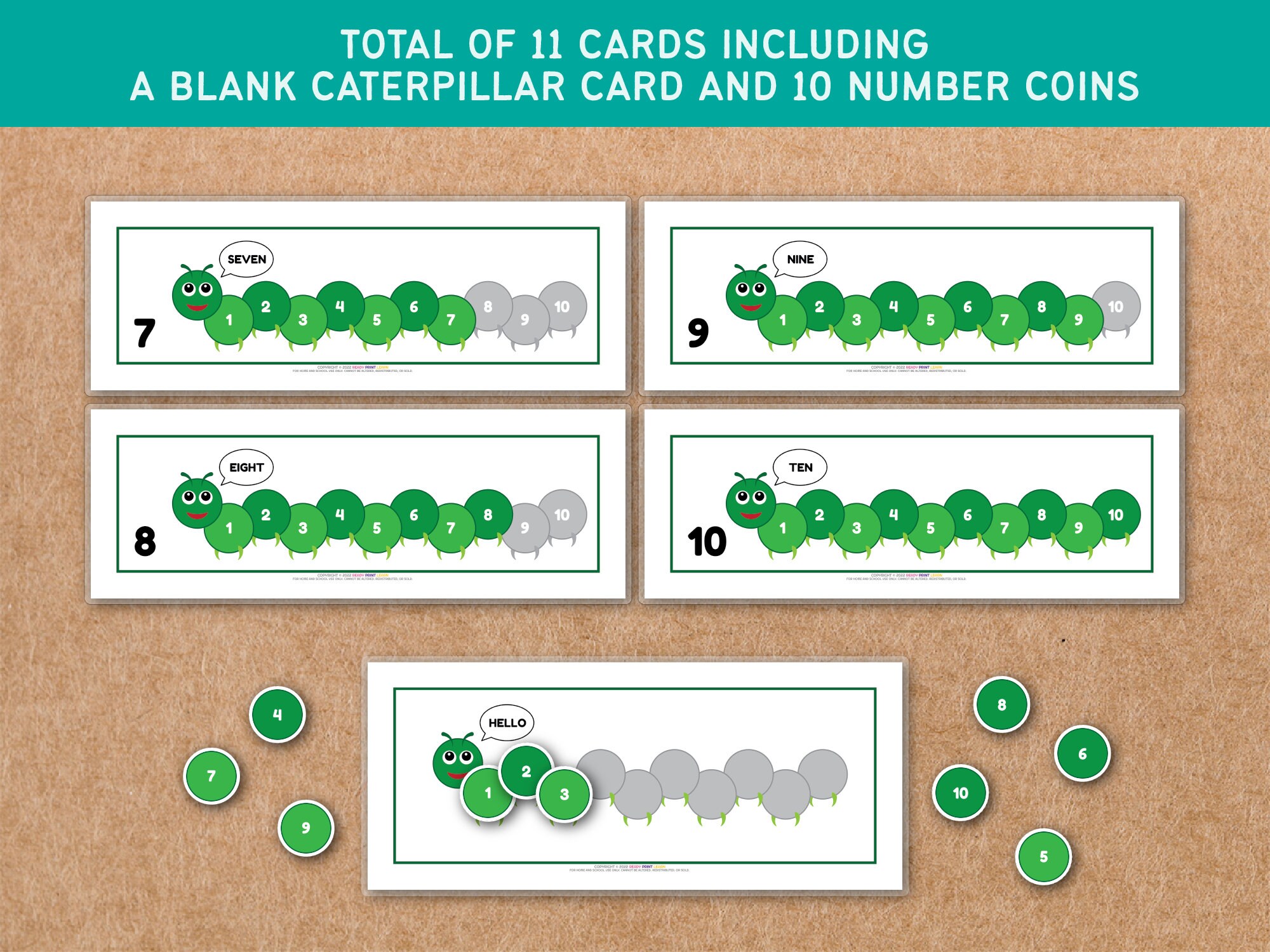 Caterpillar Cards Learning Numbers 1 to 10 Counting Preschool Math ...