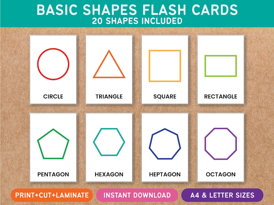 Basic Shapes Cards - Printable - Early Learning - Homeschool - Learning ...