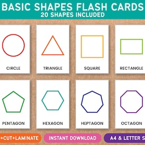 Basic Shapes Cards - Printable - Early Learning - Homeschool - Learning ...