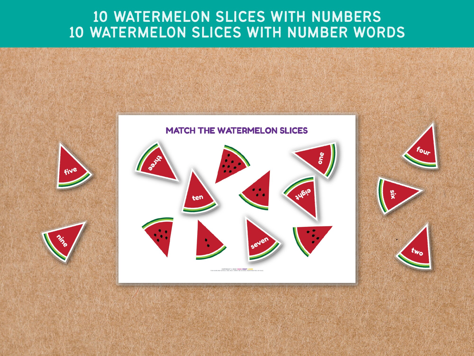 Match the Watermelon Slices Numbers Problem Solving Preschool Math ...