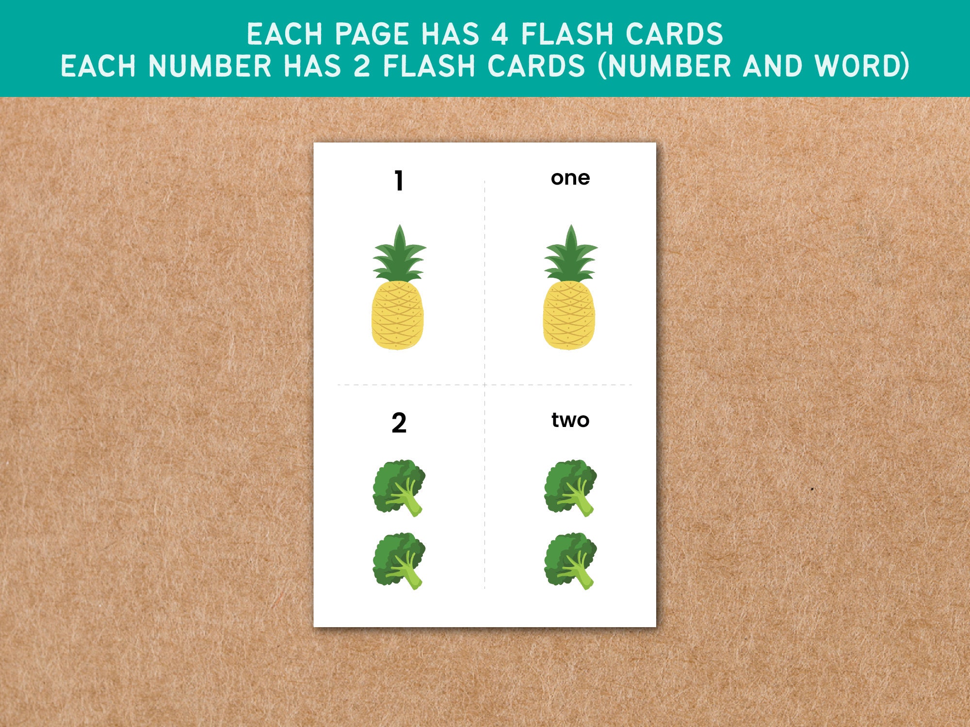 Numbers 1 to 20 Flash Cards - Fruits & Vegetables - Printable ...