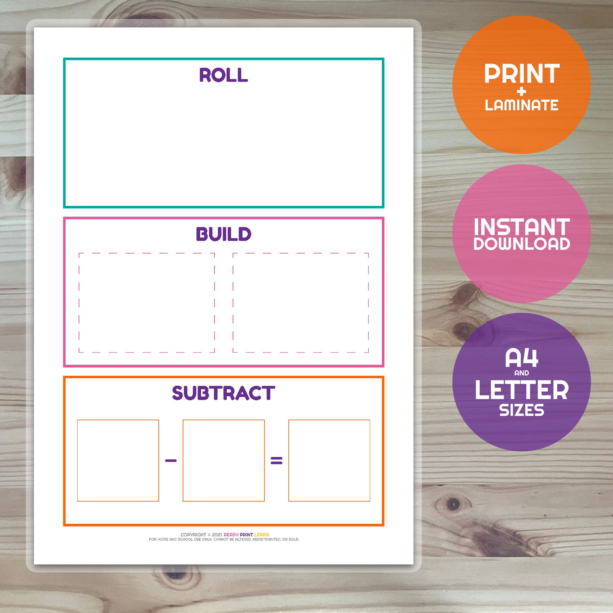 Roll Build Add Subtract Dice Game Problem Solving Worksheet Preschool ...