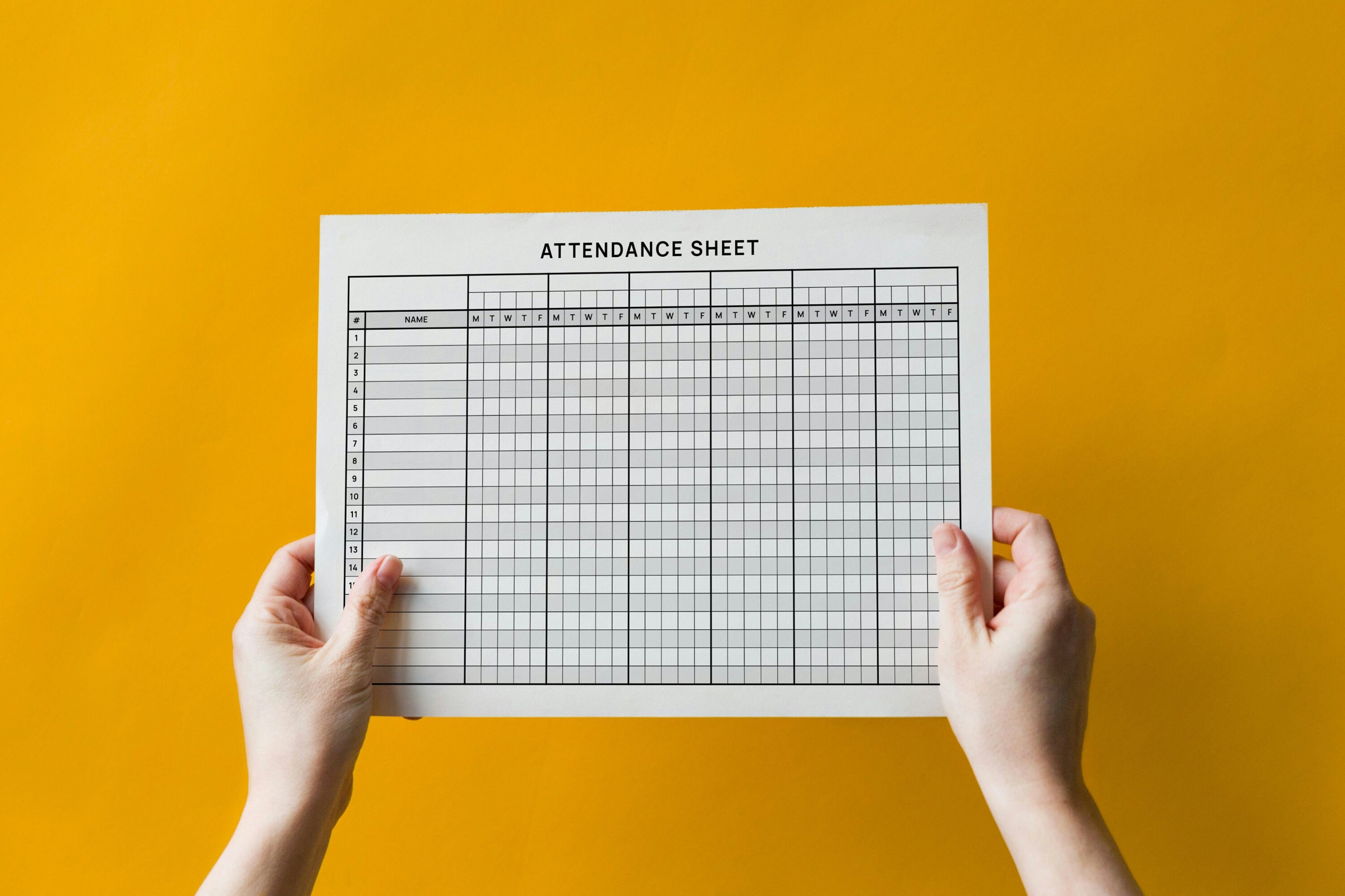 Attendance Sheet - Printable - Template - Landscape - Punctuality ...