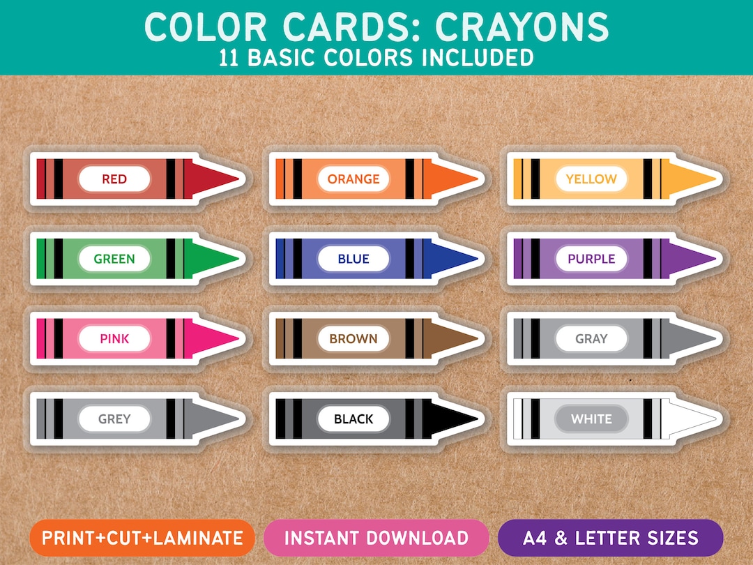 Color Cards - Crayons - Printable - Colours - Homeschool - Learning ...