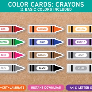 Color Cards - Crayons - Printable - Colours - Homeschool - Learning ...