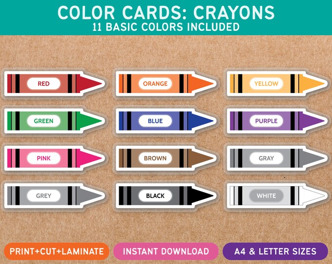Color Cards - Crayons - Printable - Colours - Homeschool - Learning ...