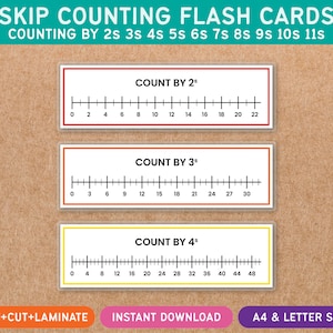 Skip Counting Cards - Numbers - Printable - Math - Counting by 2s 3s 4s ...