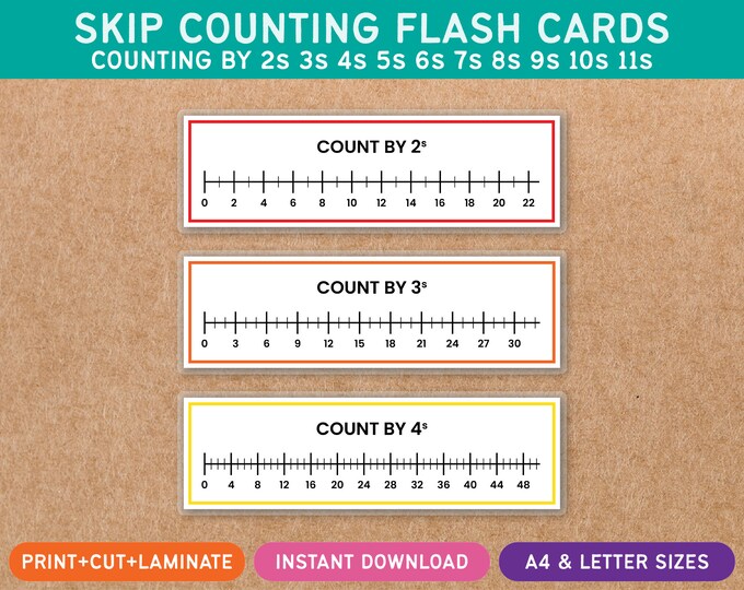 Skip Counting Cards - Numbers - Printable - Math - Counting by 2s 3s 4s ...