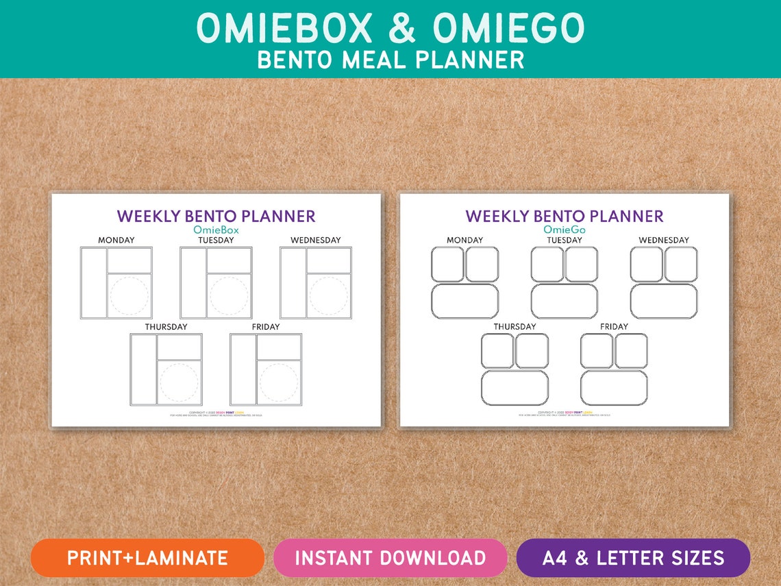 Omiebox Omiego Bento Meal Planner Daily Weekly Meal - Etsy