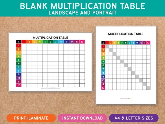 Blank Multiplication Table Worksheet Multiplication Chart Printable