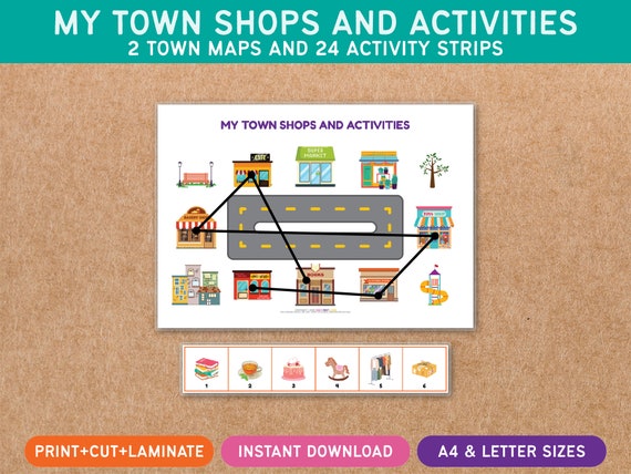 Town Shops Prewriting Printable Tracing Handwriting - Etsy