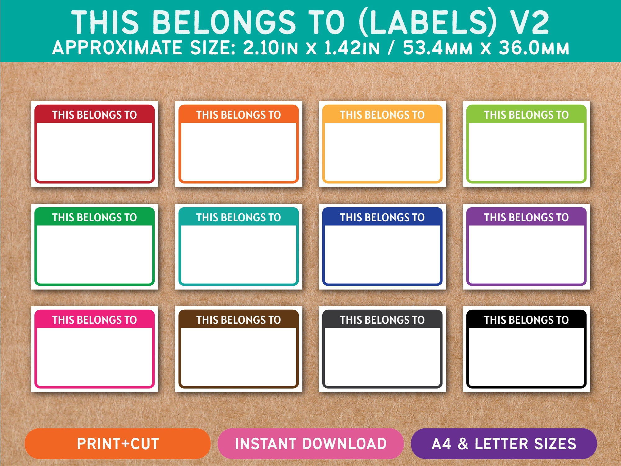 This Belongs to - Label - Version 2 - Printable - Blank Name Tag - Card ...