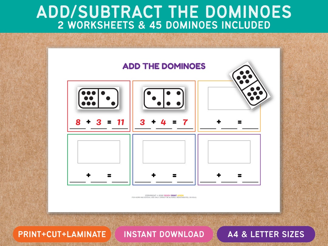 Adding & Subtracting Dominoes - Printable - Numbers Addition ...