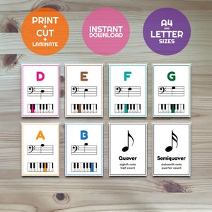 Music Notes Flashcards - Treble G and Bass F Clef - Music Theory ...