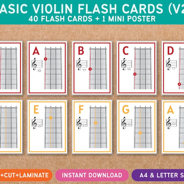 Violin Flash Cards - Etsy