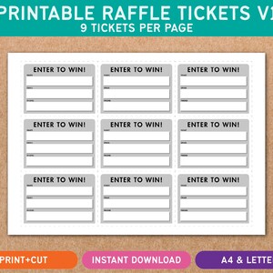 Printable Raffle Tickets V1 - Name Email Phone - DIY - Print & Cut ...