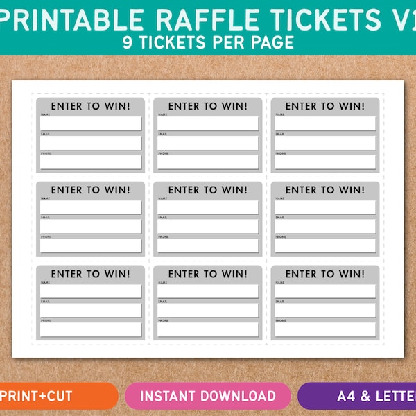 Printable Raffle Tickets - Etsy