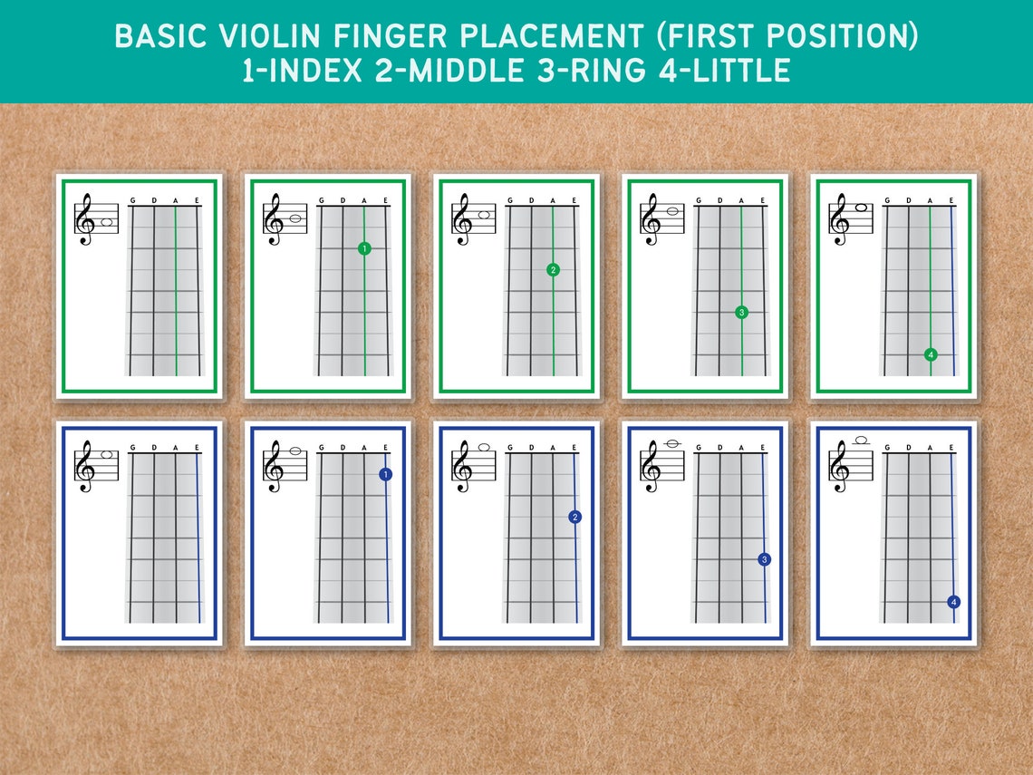 Basic Violin Flash Cards V2 - First Position - Treble G Clef - Music ...