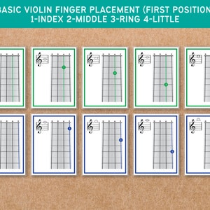 Basic Violin Flash Cards V2 - First Position - Treble G Clef - Music ...
