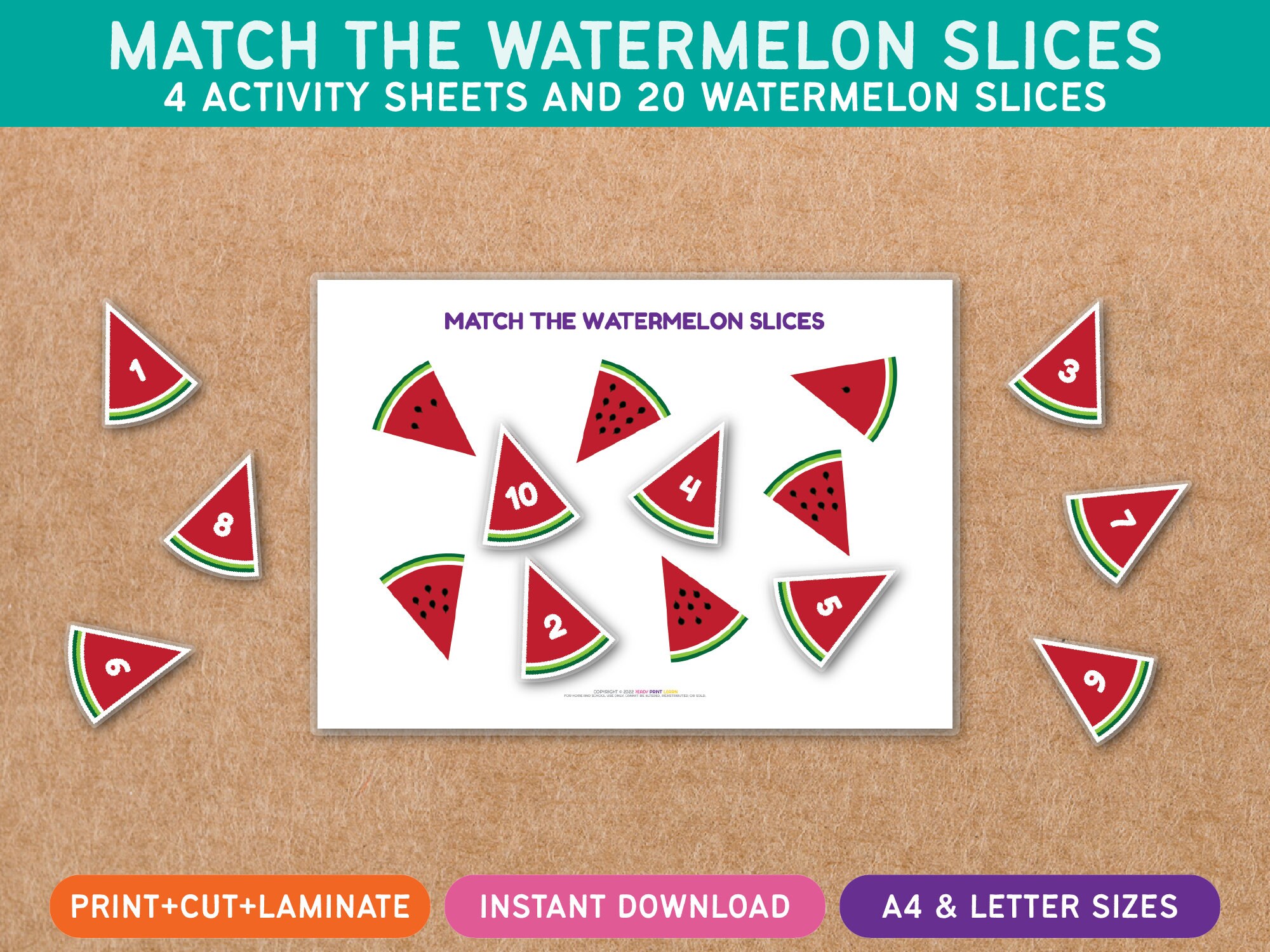 Match the Watermelon Slices Numbers Problem Solving Preschool Math ...
