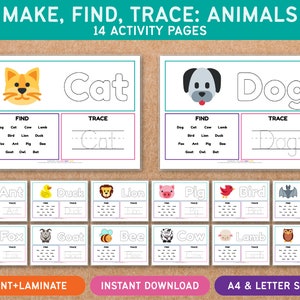 Make Find Trace Animals - Printable - EYFS - Early Learning ...