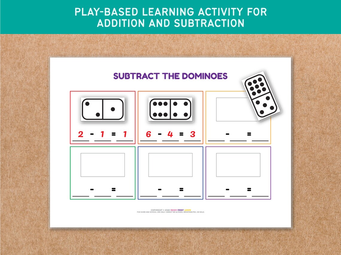 Adding & Subtracting Dominoes Printable Numbers Addition Subtraction ...