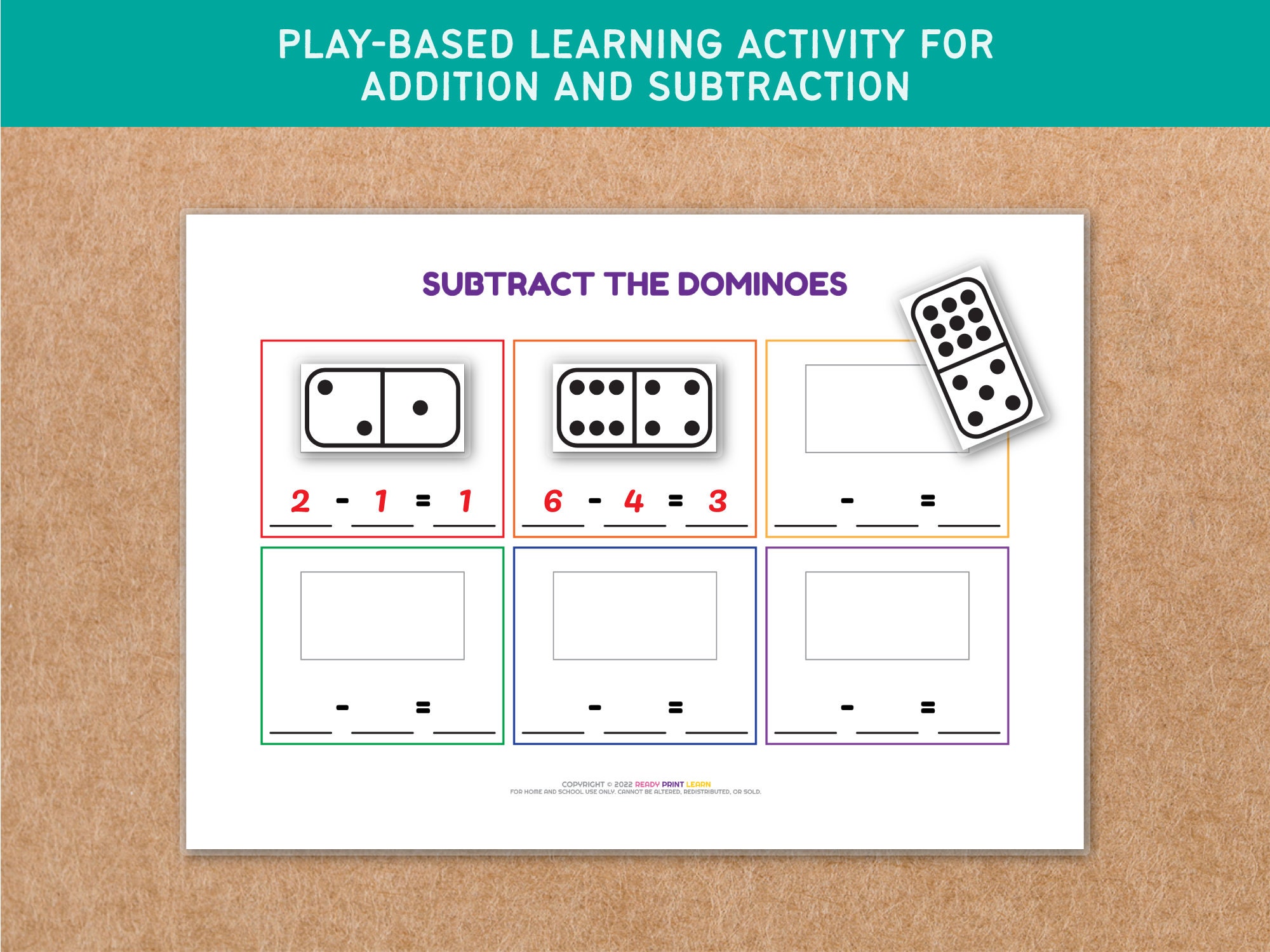 Adding & Subtracting Dominoes Printable Numbers Addition Subtraction ...