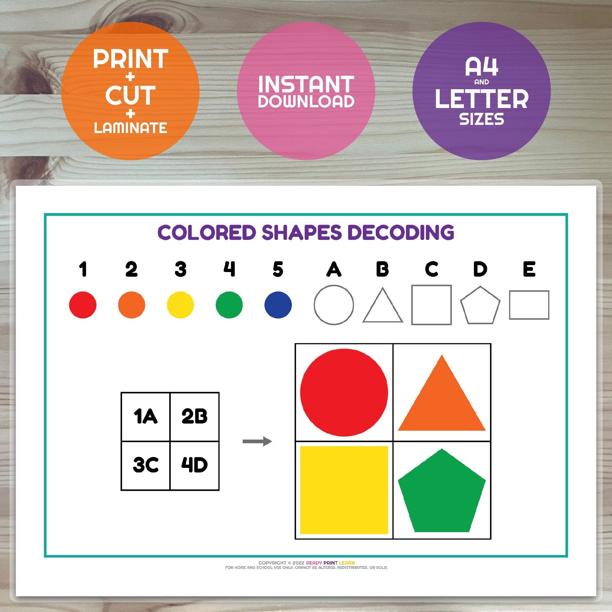 Colored Shapes Decoding Pattern Problem Solving preschool | Etsy