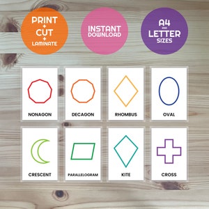 Basic Shapes Cards Printable Early Learning Homeschool | Etsy