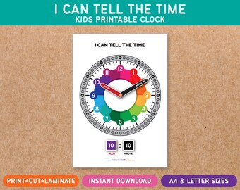 Learn to Tell the Time Printable Clock Kids Learning Game Homeschool ...