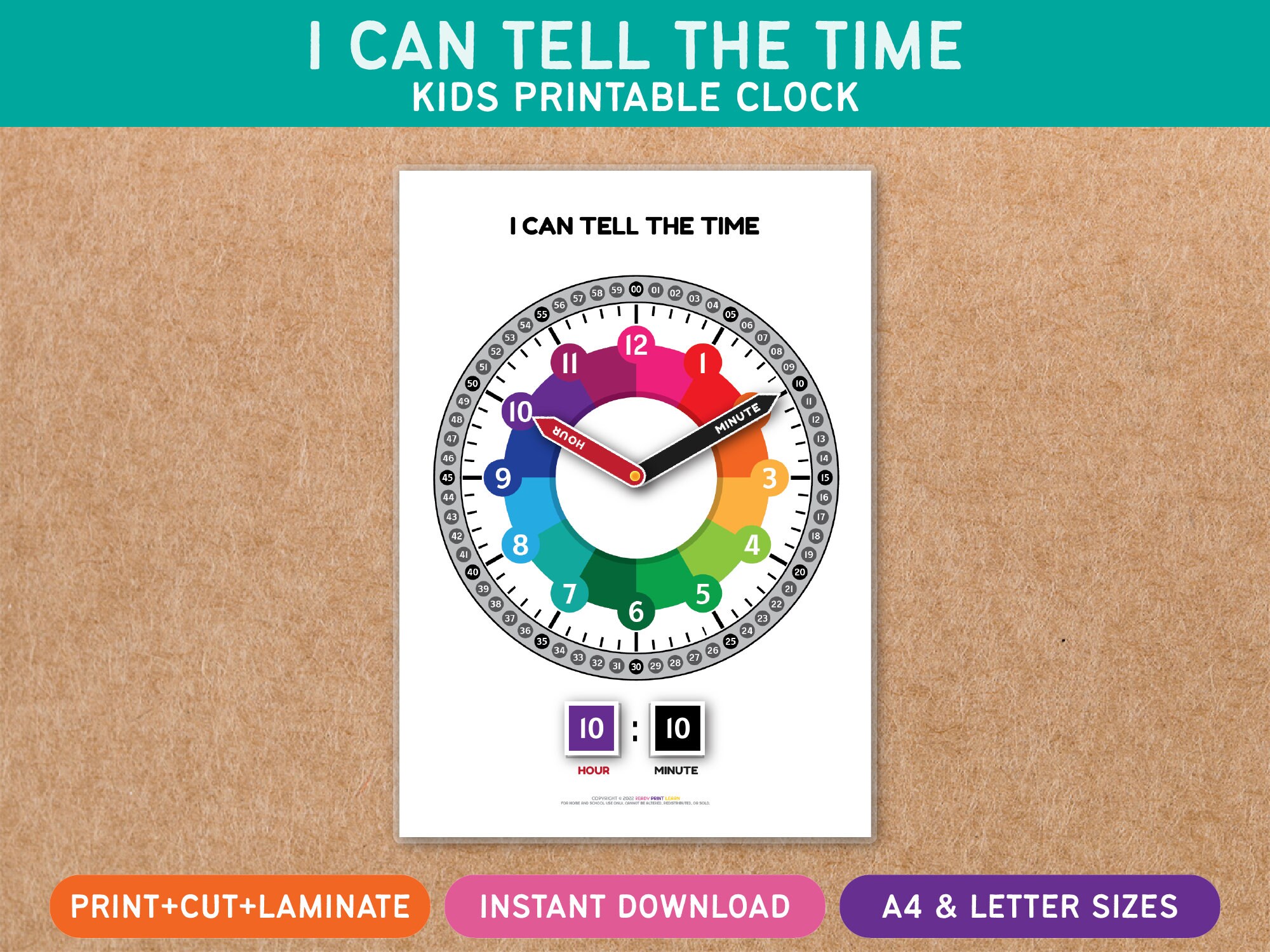 I Can Tell the Time Printable Clock for Kids Learning How to Homeschool ...