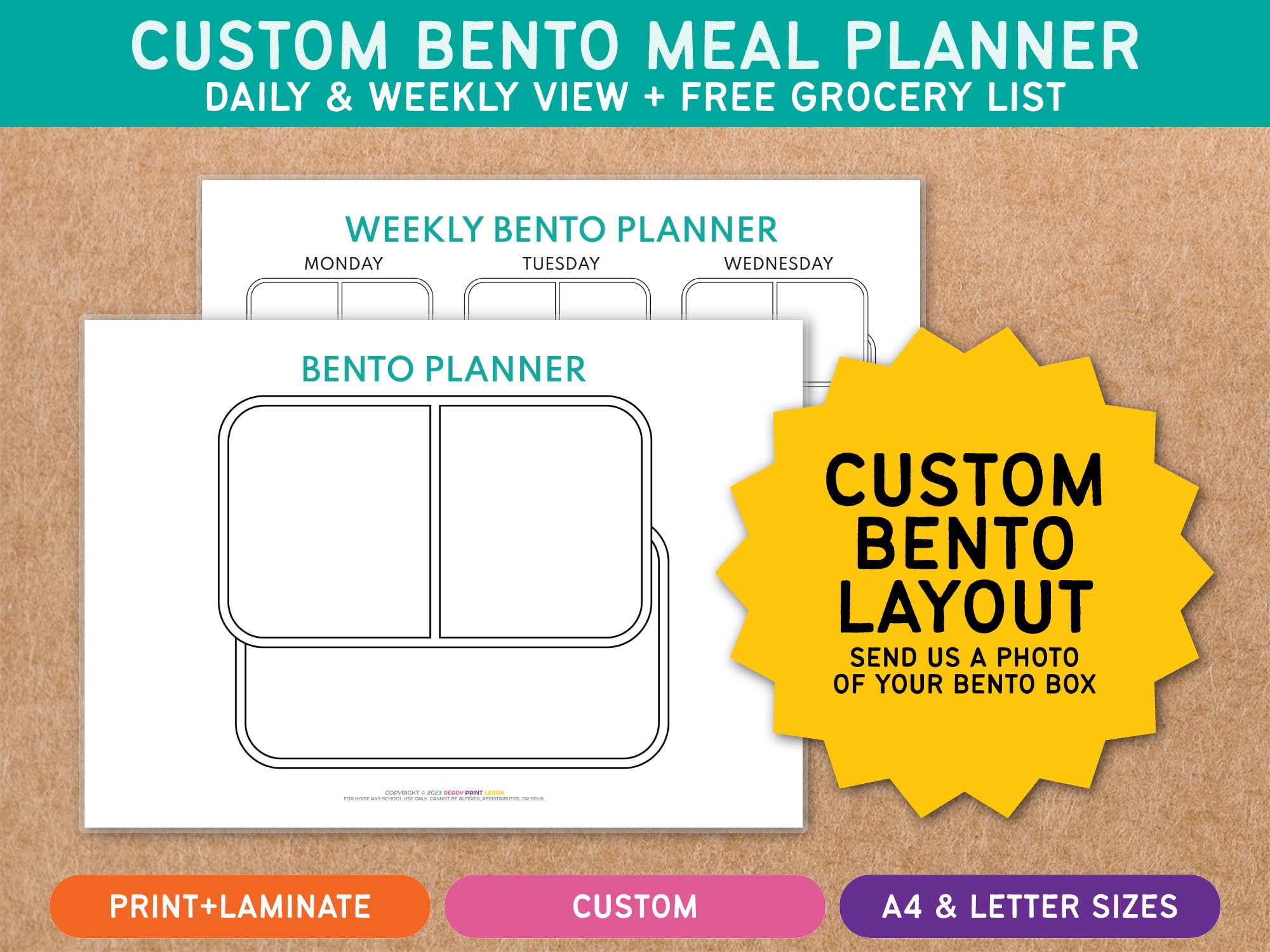 Custom Bento Meal Planner Daily Weekly Meal Snacks Lunch Food Box ...