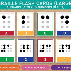 Braille Flash Cards V2 - Large - Alphabet & Numbers - Printable ...
