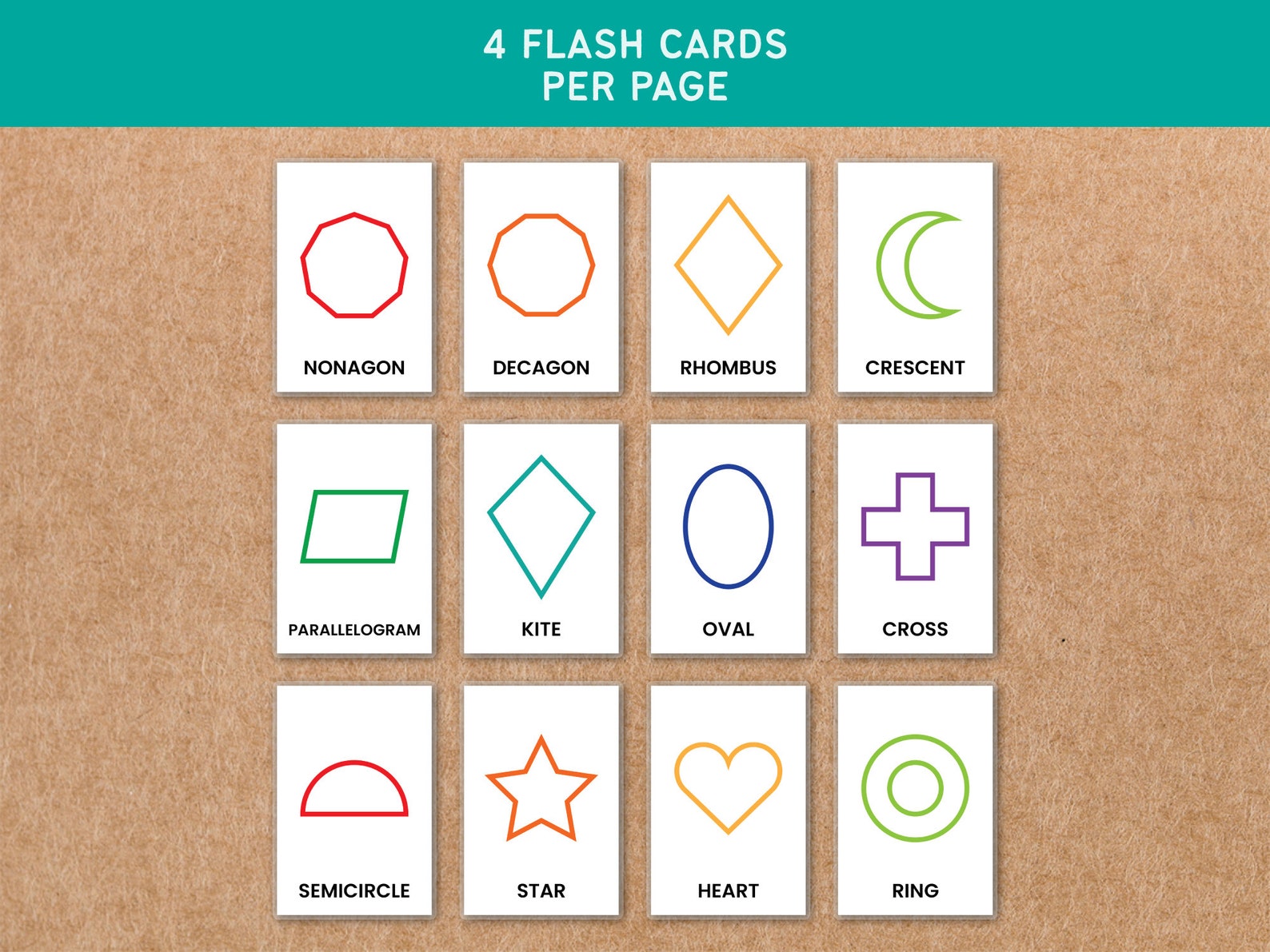 Basic Shapes Cards - Printable - Early Learning - Homeschool - Learning ...