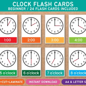Clock Flash Cards - Beginner - Time - Busy Book Binder - Task Boxes ...