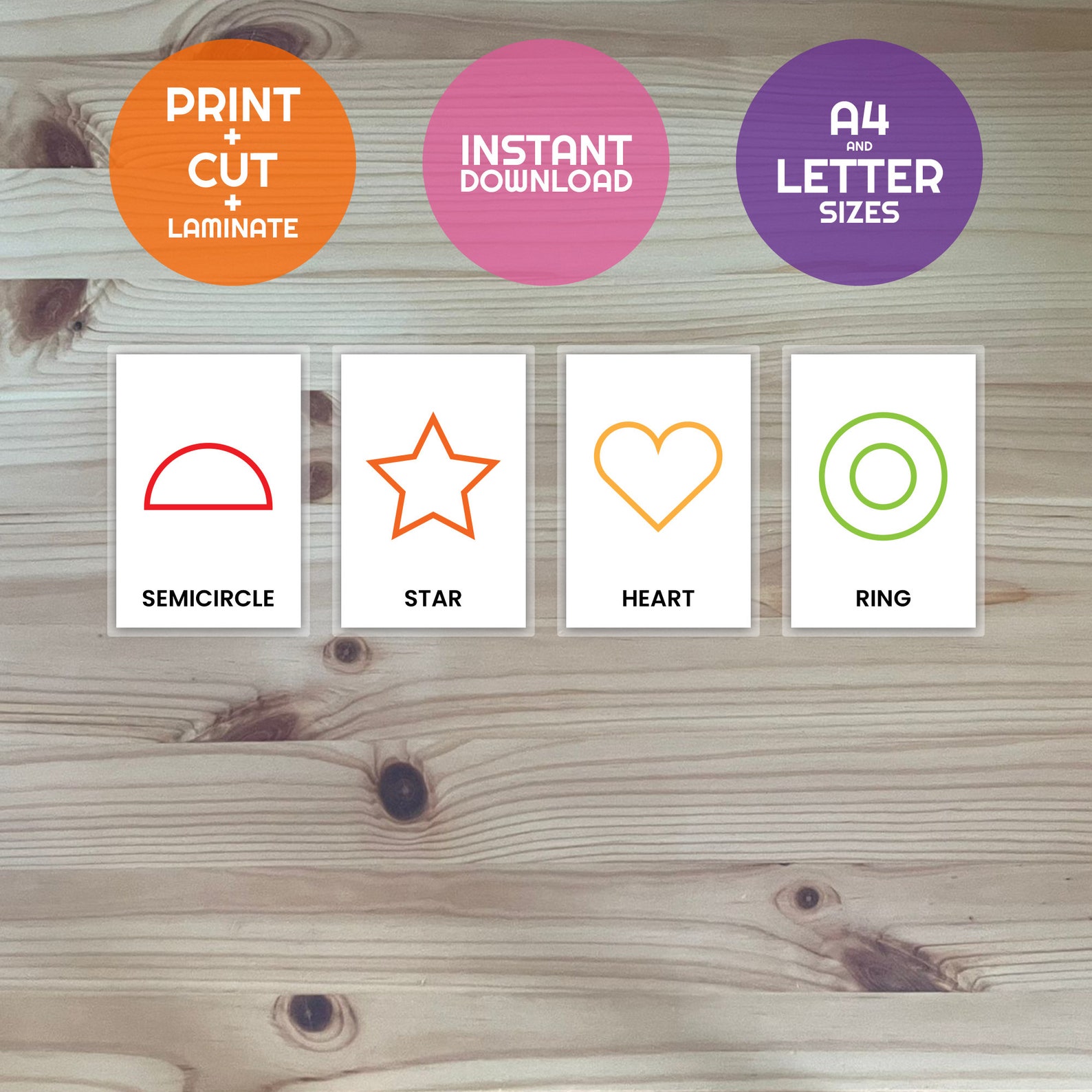 Basic Shapes Cards Printable Early Learning Homeschool | Etsy