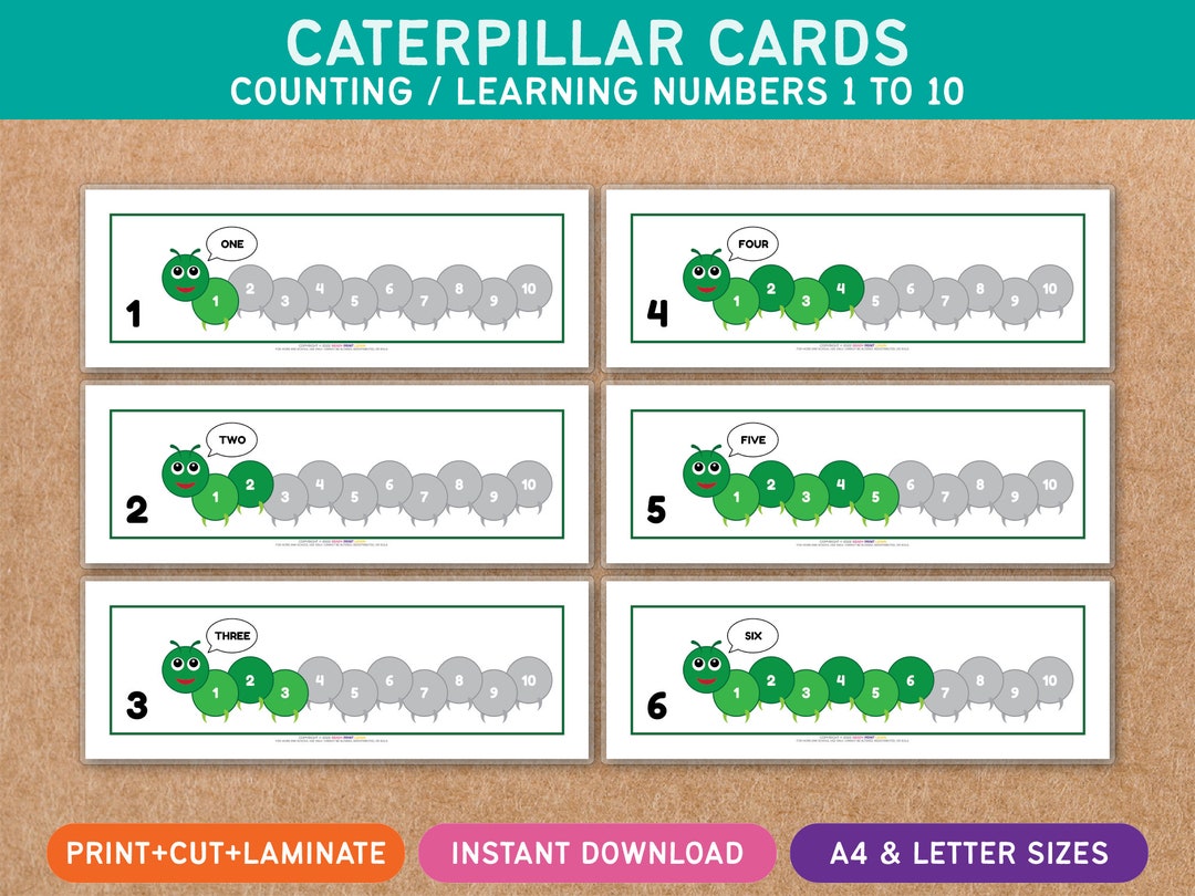 Caterpillar Cards - Learning Numbers 1 to 10 - Counting - Preschool ...