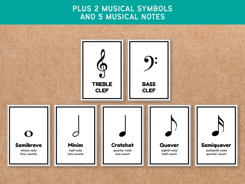 Music Notes Flash Cards Treble G and Bass F Clef Music - Etsy