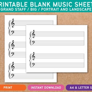 Printable Blank Music Sheets - Grand Staff Big - Manuscript Paper ...