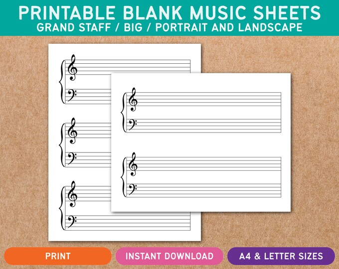 Printable Blank Music Sheets - Grand Staff Big - Manuscript Paper ...